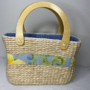 April Cornell | Bags | New April Cornell Straw Hand Bag Floral Bow ...